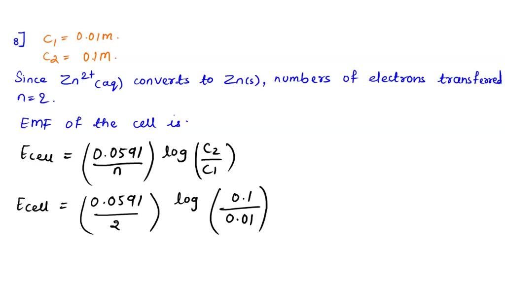 SOLVED: Calculate the electromotive force (EMF) of the galvanic cell ...