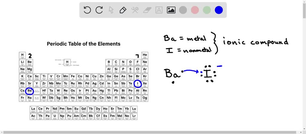 SOLVED: 26) Show Lewis dot symbols for barium and iodine then predict ...