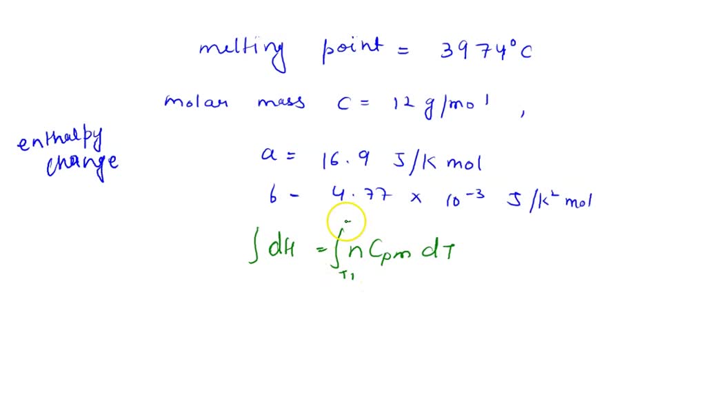 SOLVED: The heat capacity of carbon as graphite is given by Cpm a + bT ...