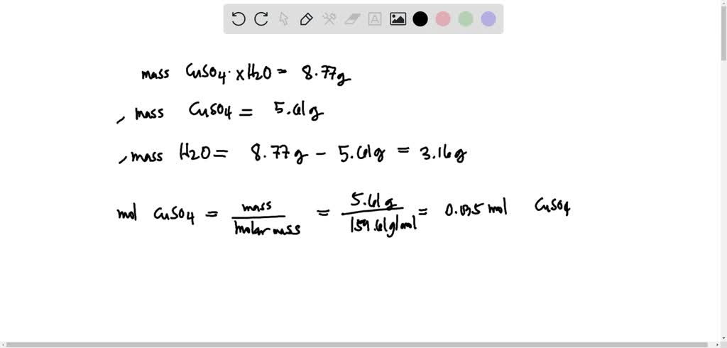 SOLVED: In an experiment, a hydrated CuSO4 salt was heated and ...