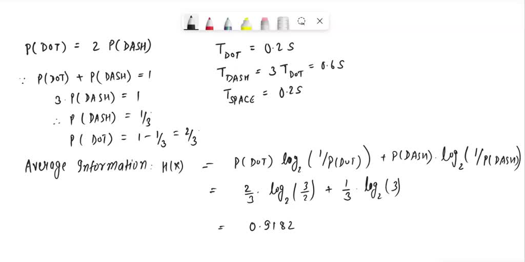A code is composed of dots and dashes. Assume that the dash is 3 times ...