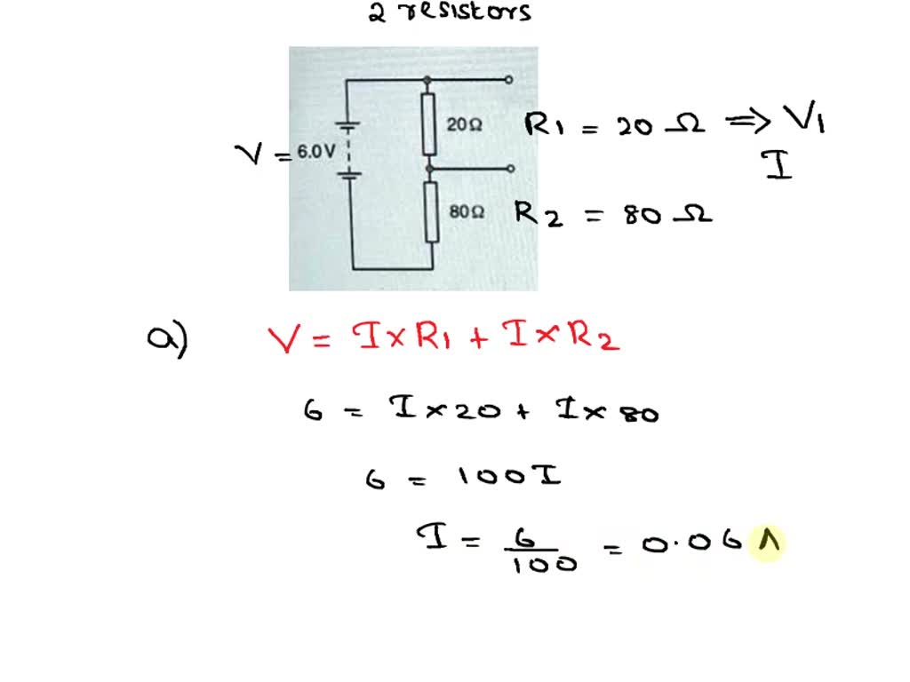SOLVED: Two resistors are connected in series to a 6.0 V supply of ...