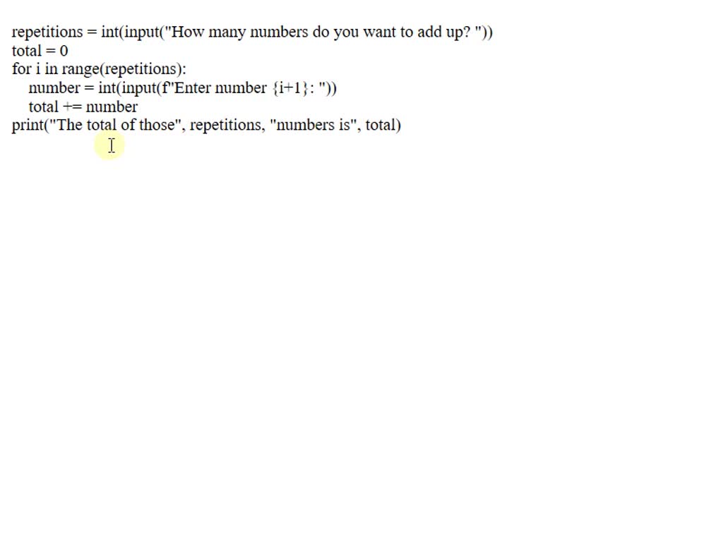 SOLVED: Write some code that asks the user for 5 different numbers, and stores them in the ...
