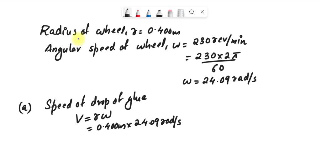 SOLVED: A drop of glue adheres to the outer edge of a wheel with a ...