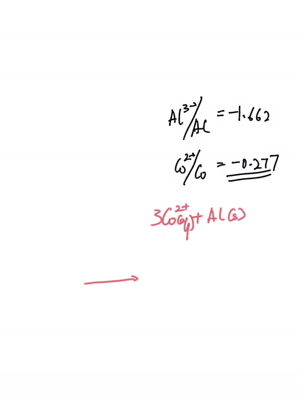 SOLVED: Using the following data, determine the standard cell potential E