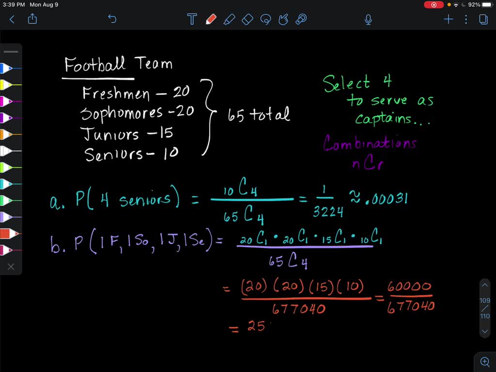 SOLVED: Football Team Selection A football team consists of 20 freshmen ...