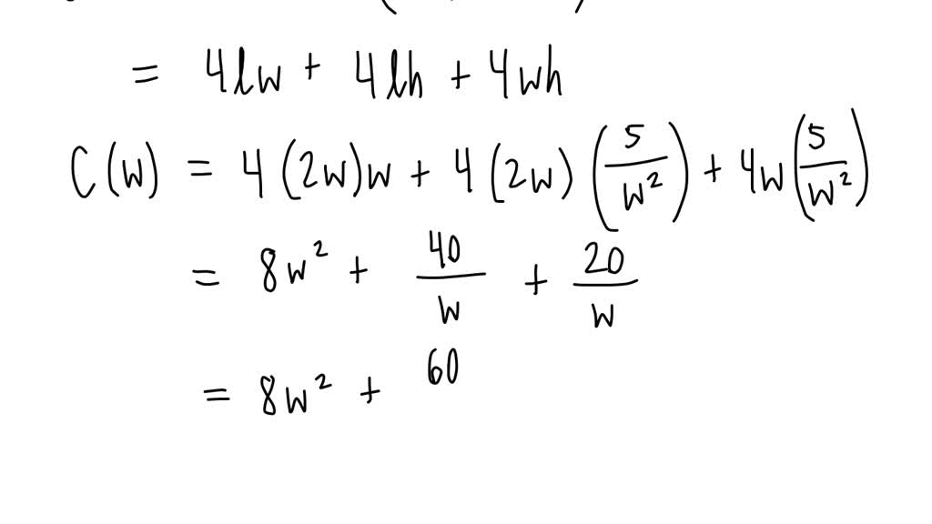SOLVED: A rectangular storage container with an open top is to have a volume of 10m3. The length ...