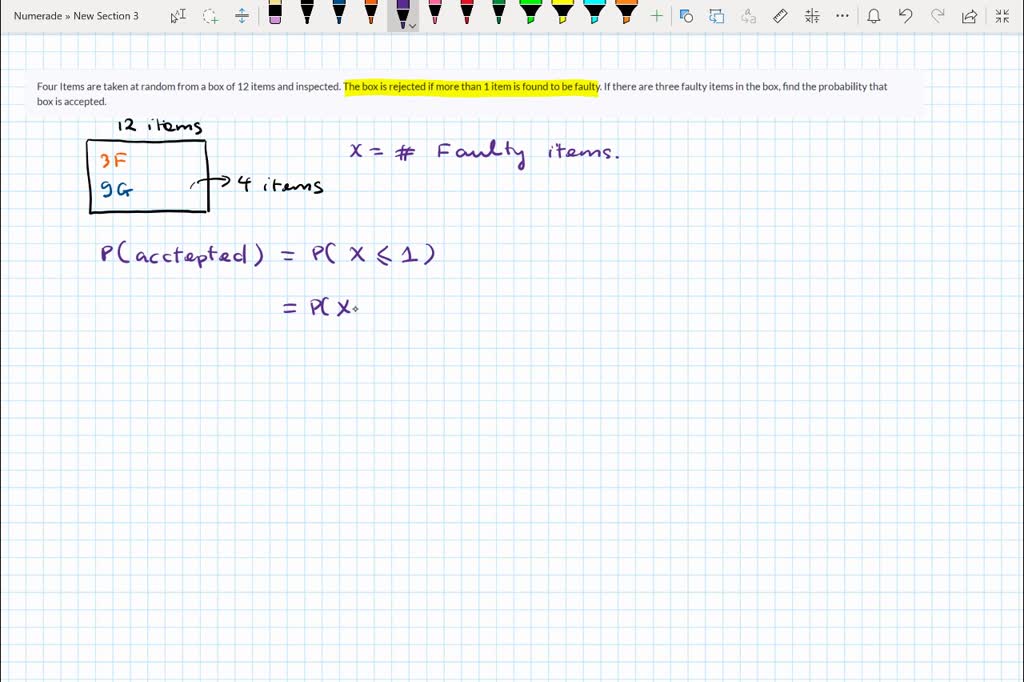 SOLVED: Four Items are taken at random from a box of 12 items and ...