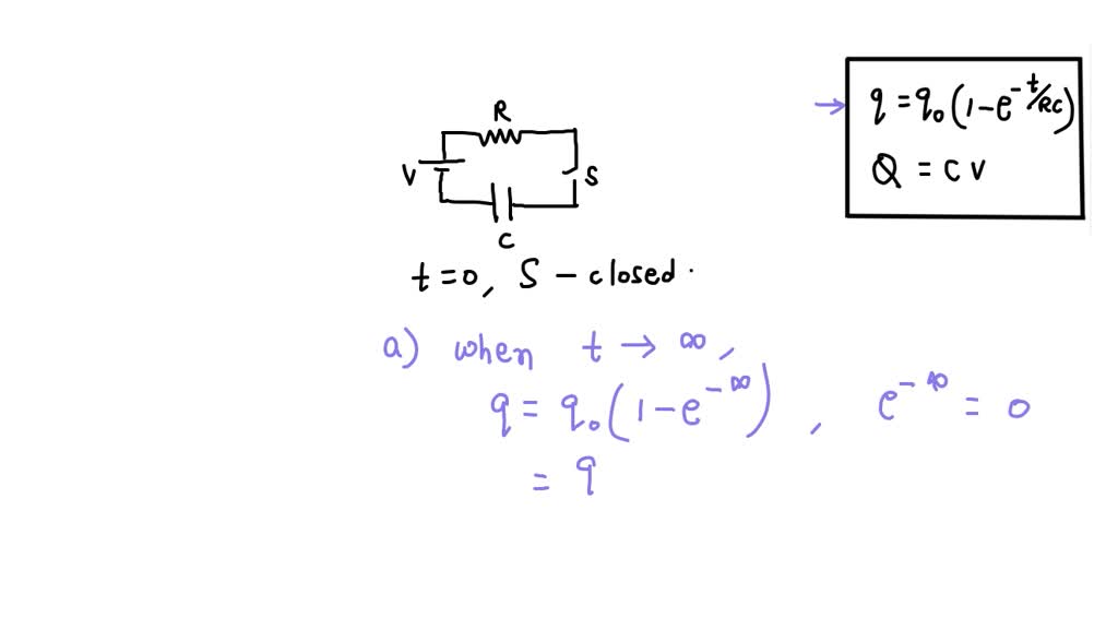 SOLVED: battery, resistor; and capacitor are connected in series with a switch as shown in the ...
