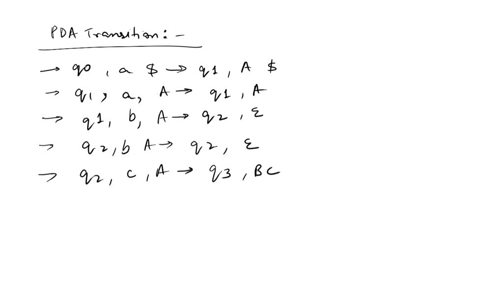 SOLVED: Construct a PDA for L=a^n b^m c^m b^n| n=0,1, ......... ; m=1,2, ... without using its CFG