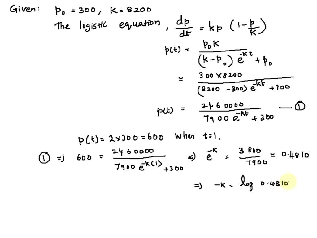 SOLVED: Biologists stocked a lake with 300 fish and estimated the ...