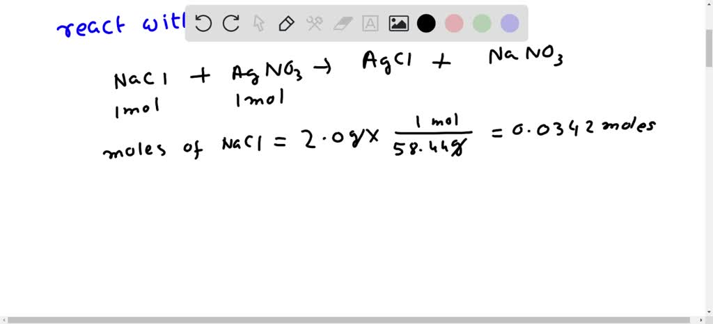 SOLVED: Suppose you are using 2.00 g of NaCl for this reaction, how many grams of AgNO3 must be ...