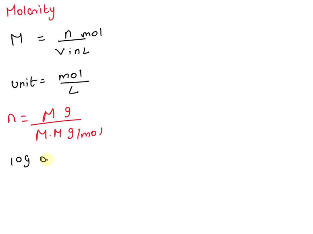 SOLVED: Molarity is defined as the number of moles of solute divided by the number of liters of ...