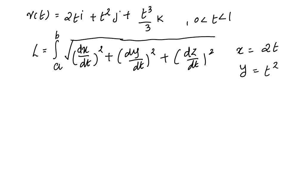 SOLVED: Find the length of the curve. r(t) = 2ti + t^2j + (t^3)/3k, 0