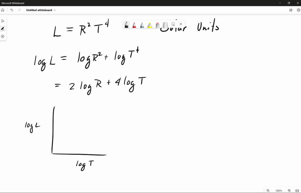 SOLVED: Question 15: The HR Diagram is a log-log plot of the equation L = log(R^2) + log(T^4 ...