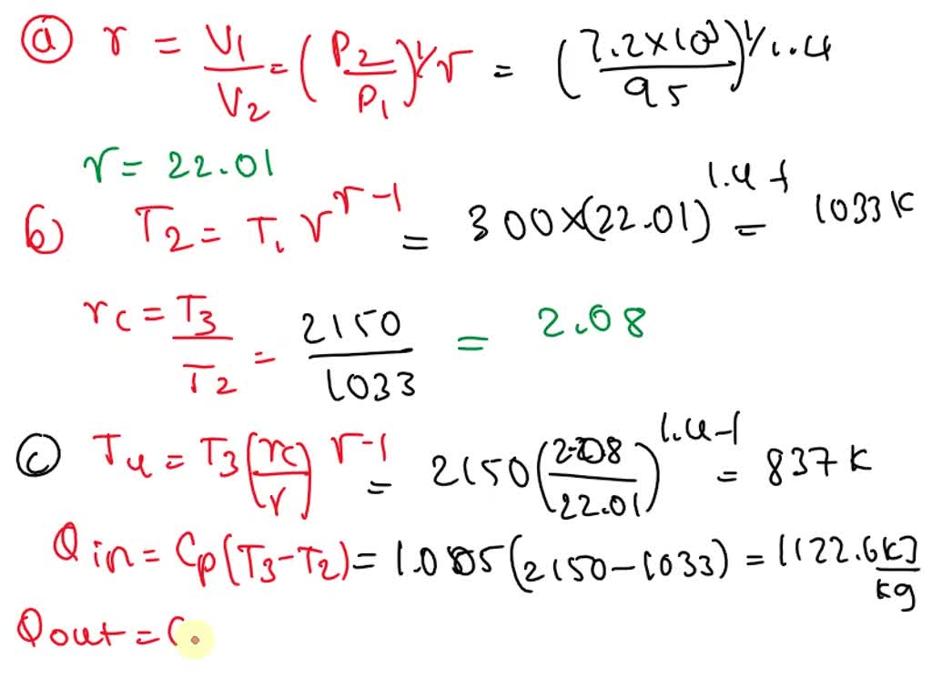 SOLVED: The mean effective pressure of a Diesel cycle is 7 bar, the ...