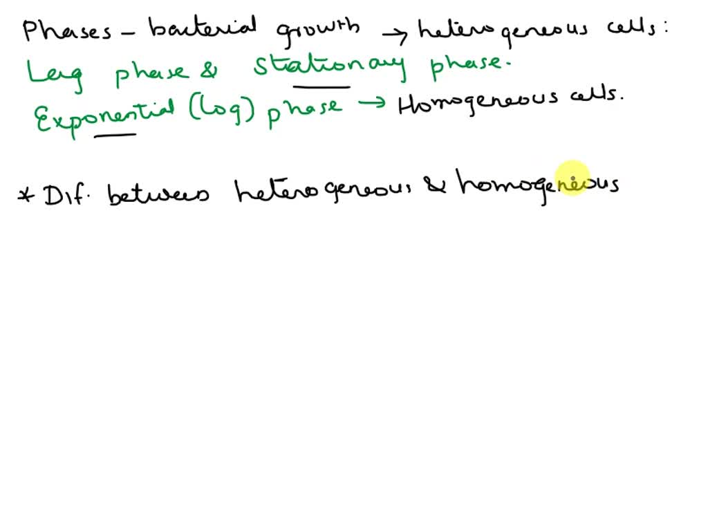 SOLVED: Name the phases of bacterial growth in which cells are the most ...