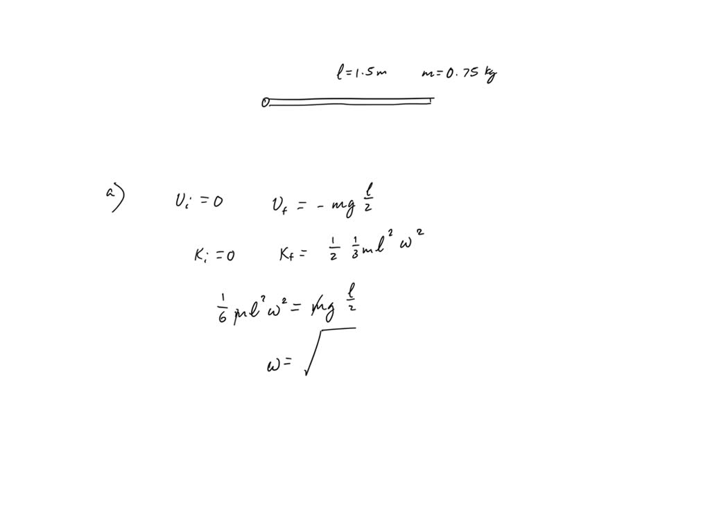 SOLVED: A uniform meter stick, pivoted about one end, is held vertically and released. What is ...