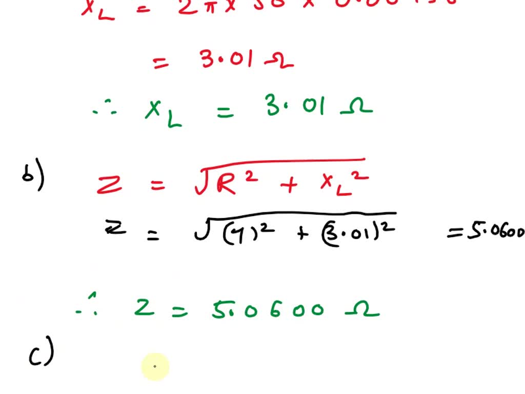 SOLVED: 5. A coil having a resistance of 10 and an inductance of 0.2H ...