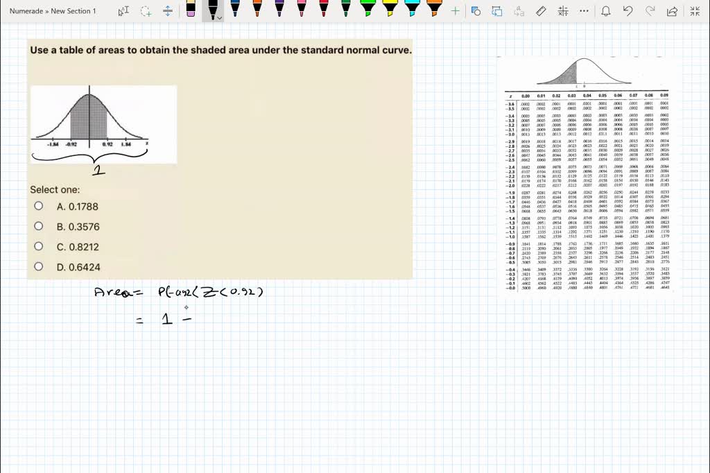 SOLVED: Use a table of areas to obtain the shaded area under the ...