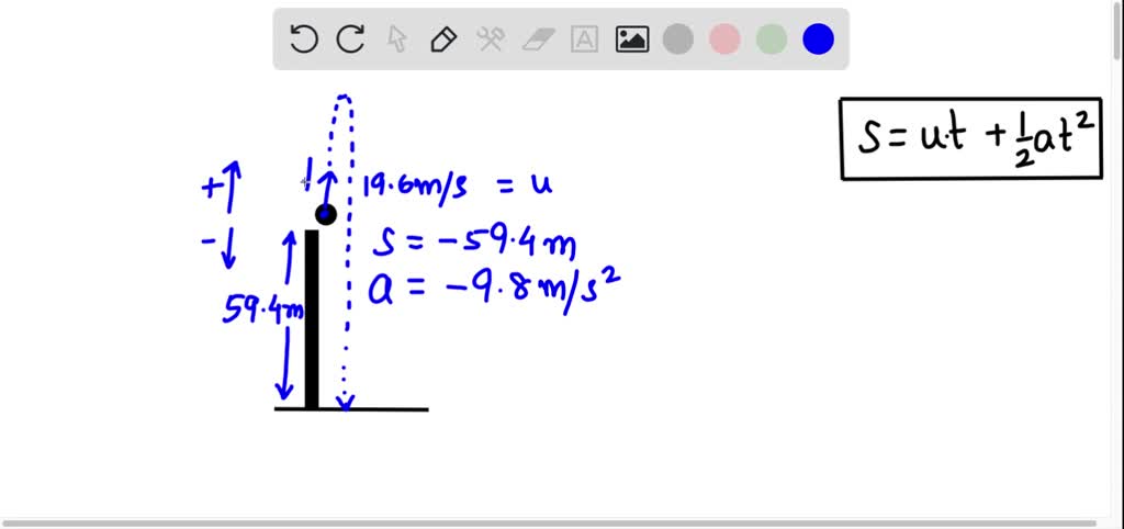A stone is thrown upward from the top of a 59.4 m high cliff with an upward velocity component ...