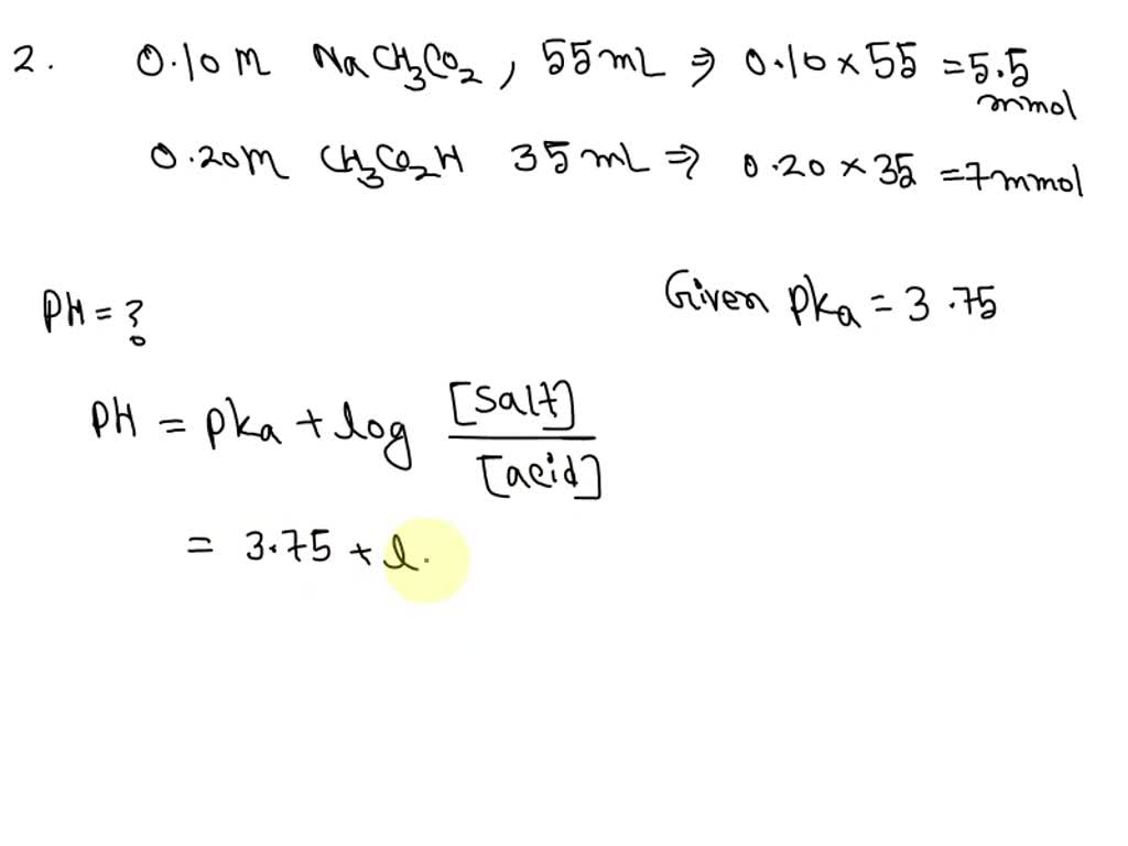 SOLVED: 1. Calculate the ratio of [CH3COOH]/[NaCH3COO] to give a buffer ...