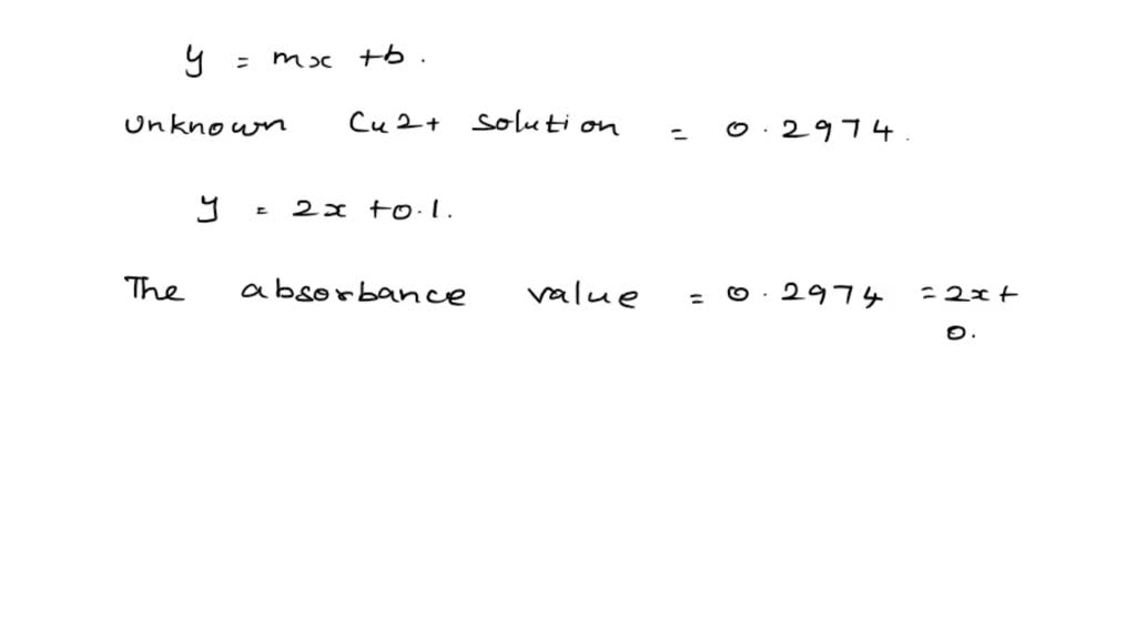 SOLVED: Create a calibration curve in excel of absorbance versus ...