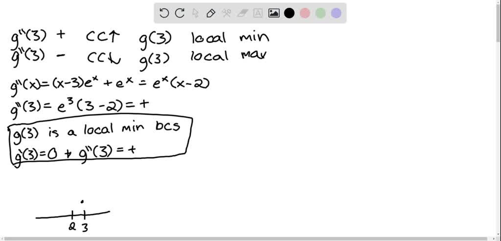 SOLVED: A function g(x) has a derivative g^'(x)=(x-3) · e^x for all ...