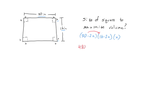 Question 10: An open box is to be made from a 16-inch by 30 -inch piece ...