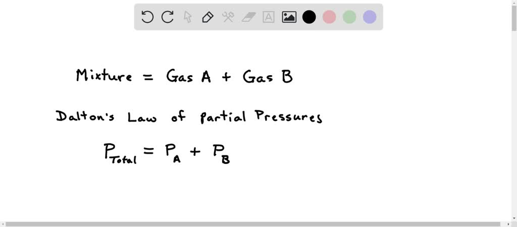 SOLVED: A mixture of two gases with a total pressure of 5.92 atm contains 0.50 atm of Gas A ...