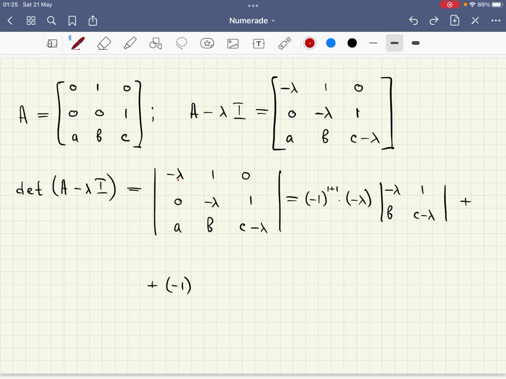 SOLVED: Let p(x) be the polynomial p(x) = xn a The companion matrix of ...