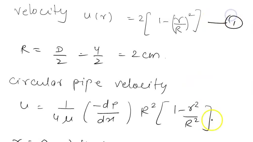SOLVED: For fully developed laminar pipe flow in a circular pipe, the ...