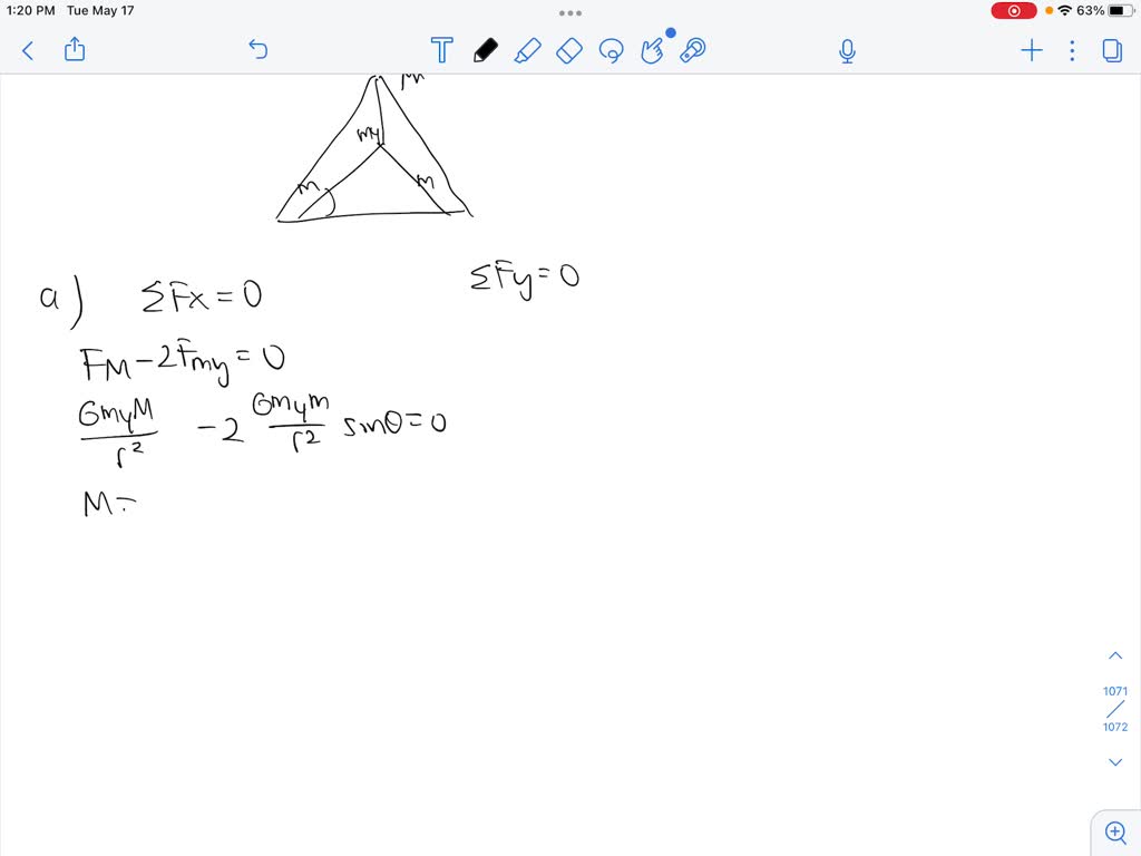 SOLVED: two spheres of mass m and a third sphere of mass M form an ...