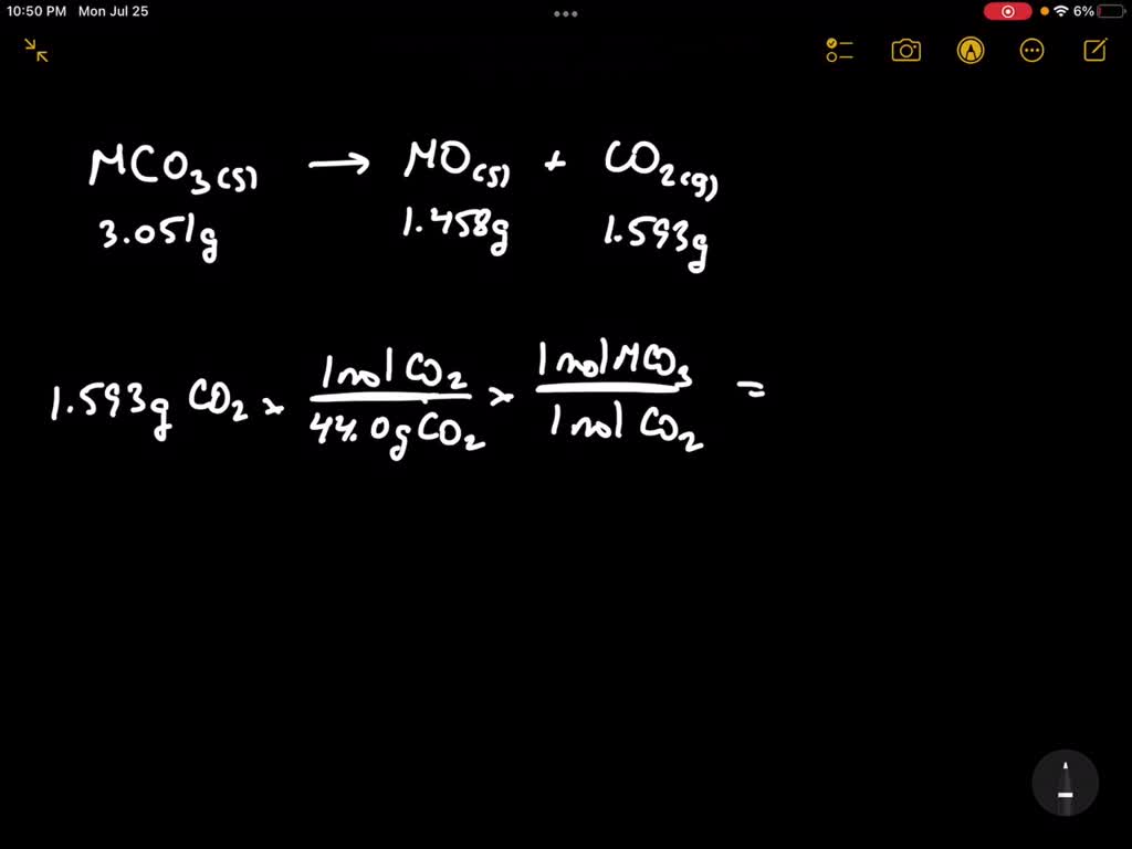 SOLVED: A mass of 3.051 g of a metal carbonate, MCO3, is heated to ...