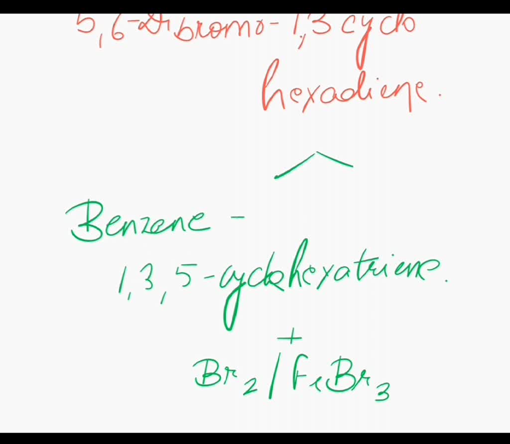SOLVED: 10J (10 points): Explain why the reaction of benzene with Br2 ...