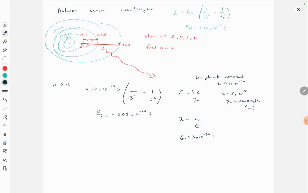 SOLVED: Use the Balmer equation to calculate the four wavelengths in the visible light range for ...