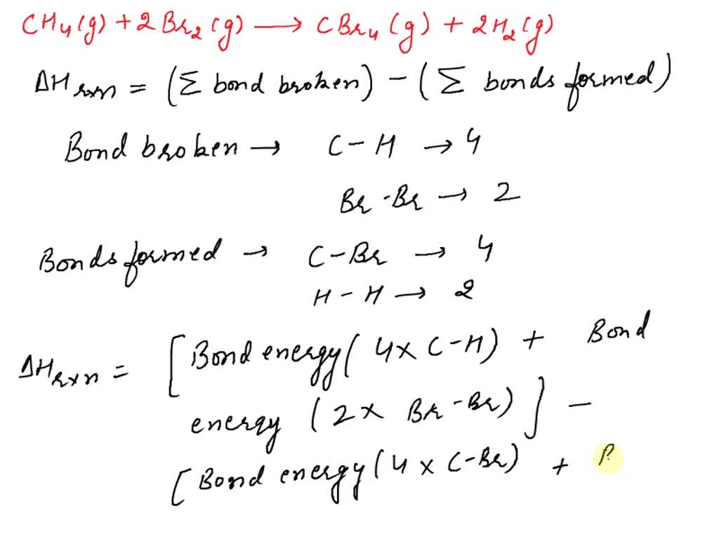 SOLVED: Using bond-energy data, what is Î”rH for the following reaction ...