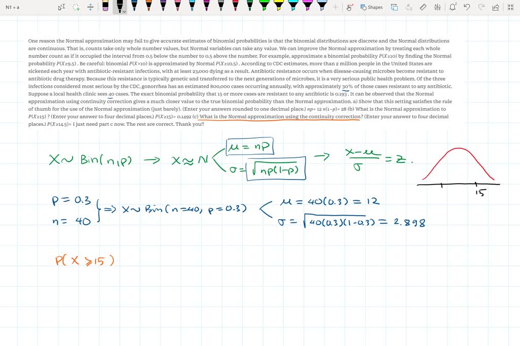 SOLVED: One reason the Normal approximation may fail to give accurate ...