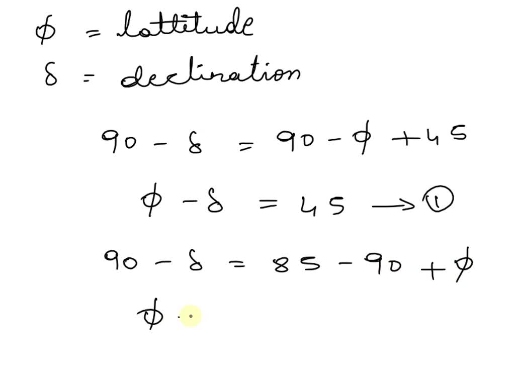 SOLVED: A star crosses the southern meridian at an altitude of 85 ...