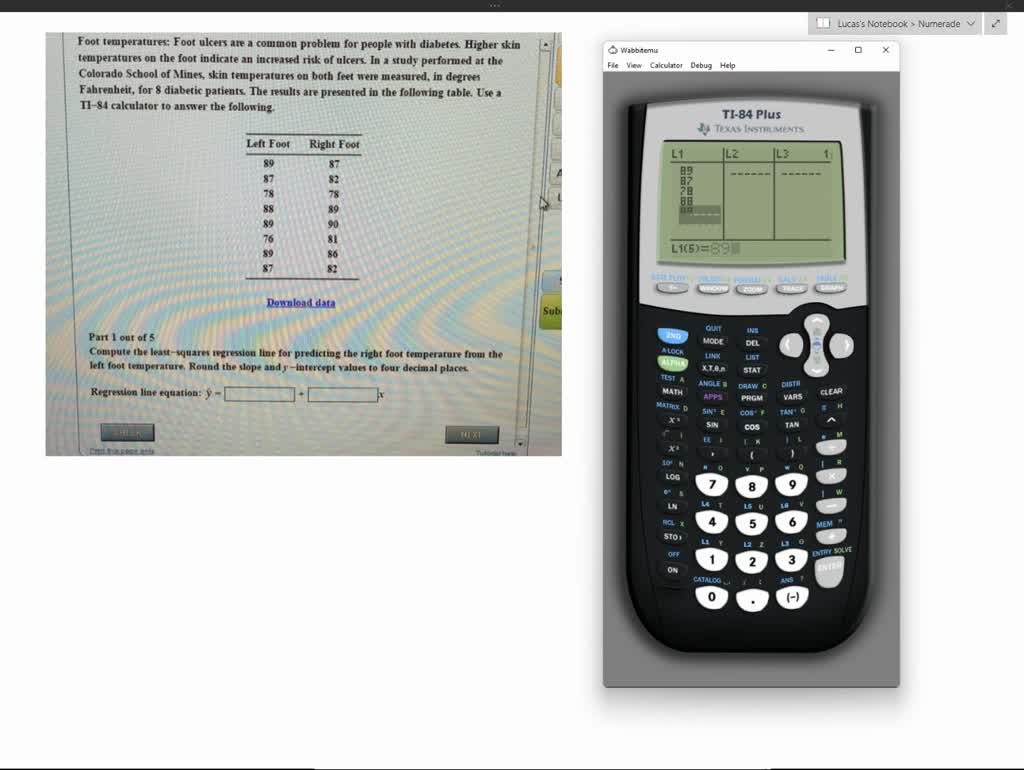 SOLVED: Foot temperatures: Foot ulcers are a common problem for people ...