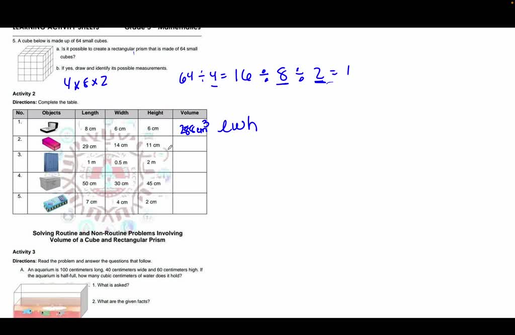 SOLVED: 'pa answer po please A cube below is made up of 64 small cubes ...