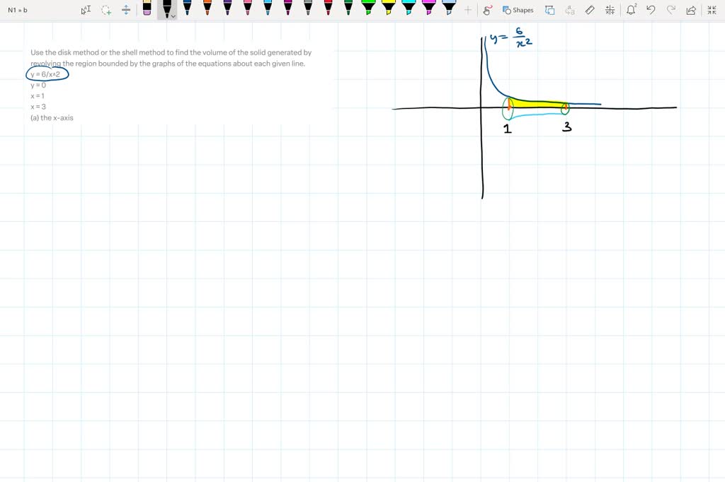 SOLVED: Use the disk method or the shell method to find the volume of ...