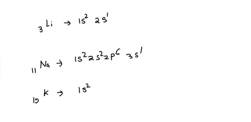 SOLVED: Consider the elements Li, Na and K. For each of these three ...