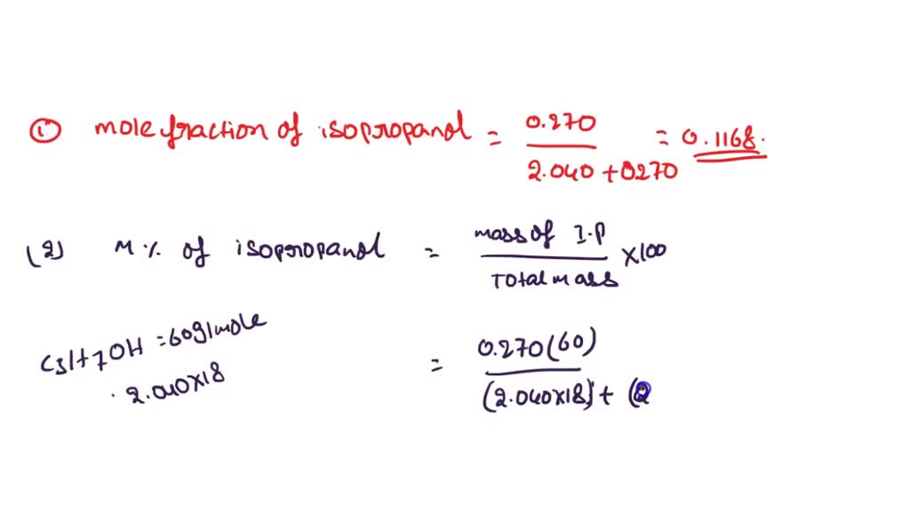A solution contains 0.270 mol of isopropanol (C3H7OH) dissolved in 2. ...