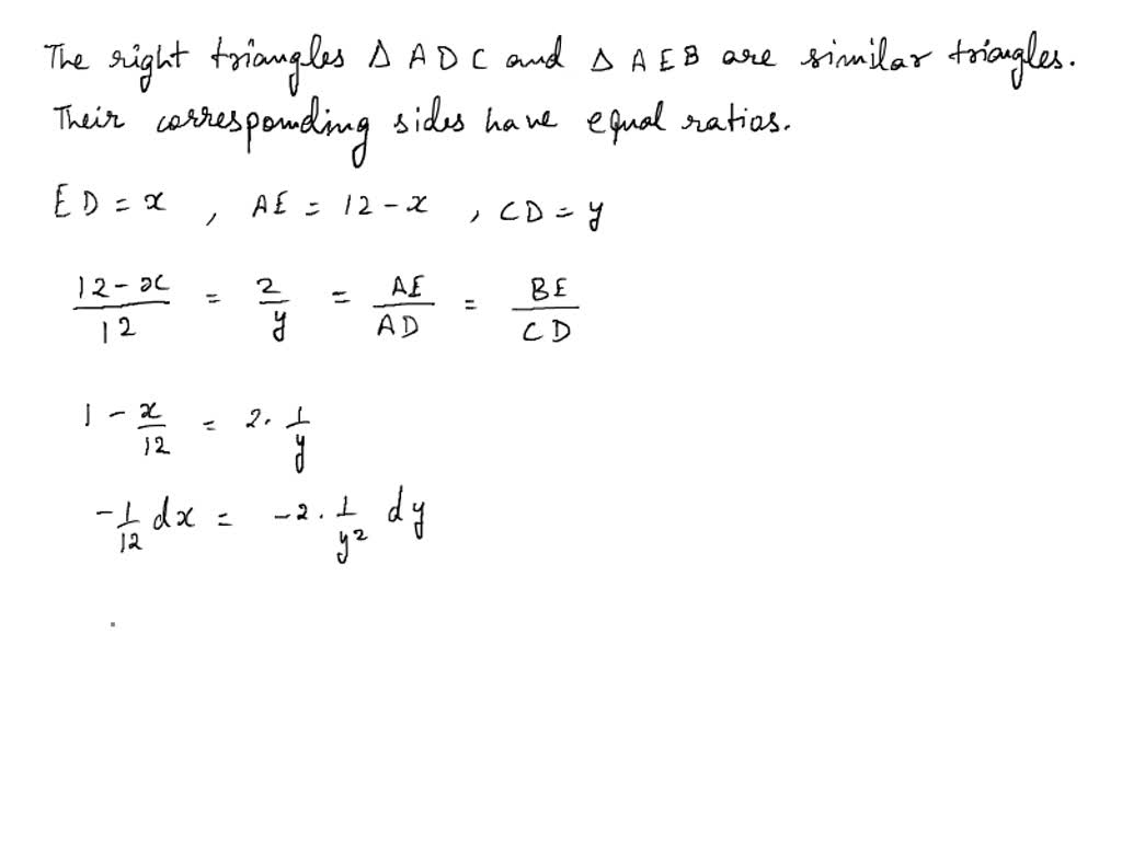 A spotlight on the ground shines on a wall 12 m away. If a man 2 m tall ...