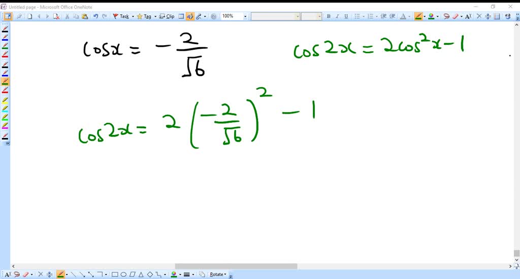 SOLVED: Use the following information to determine cos(2x). cos(x)=35 ...