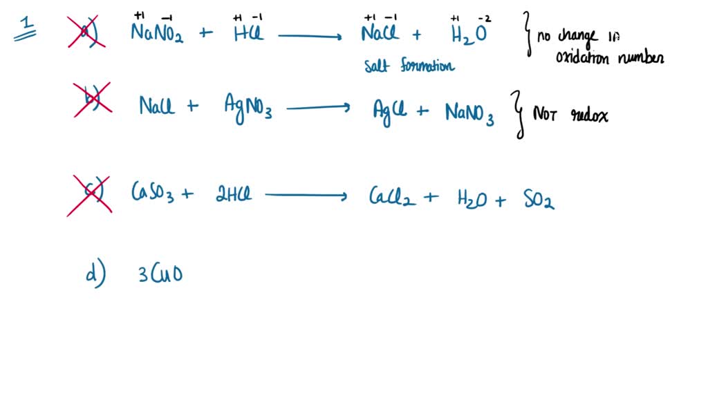 SOLVED: Which one of the following reactions is an oxidation reduction ...
