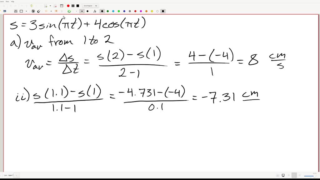 The displacement (in centimeters) of a particle moving back and forth ...