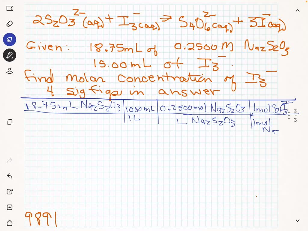 SOLVED: In the redox reaction 2 S2O3 2â€“(aq) + I3 â€“(aq) â†’ S4O6 2â ...