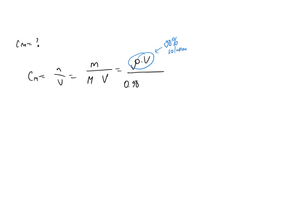 SOLVED: Calculate molality of H2SO4 in 18.4 M commercial aqueous ...